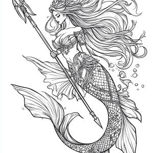 Coloring Pages, 5 Warrior Mermaid Coloring Pages, Printable Coloring ...