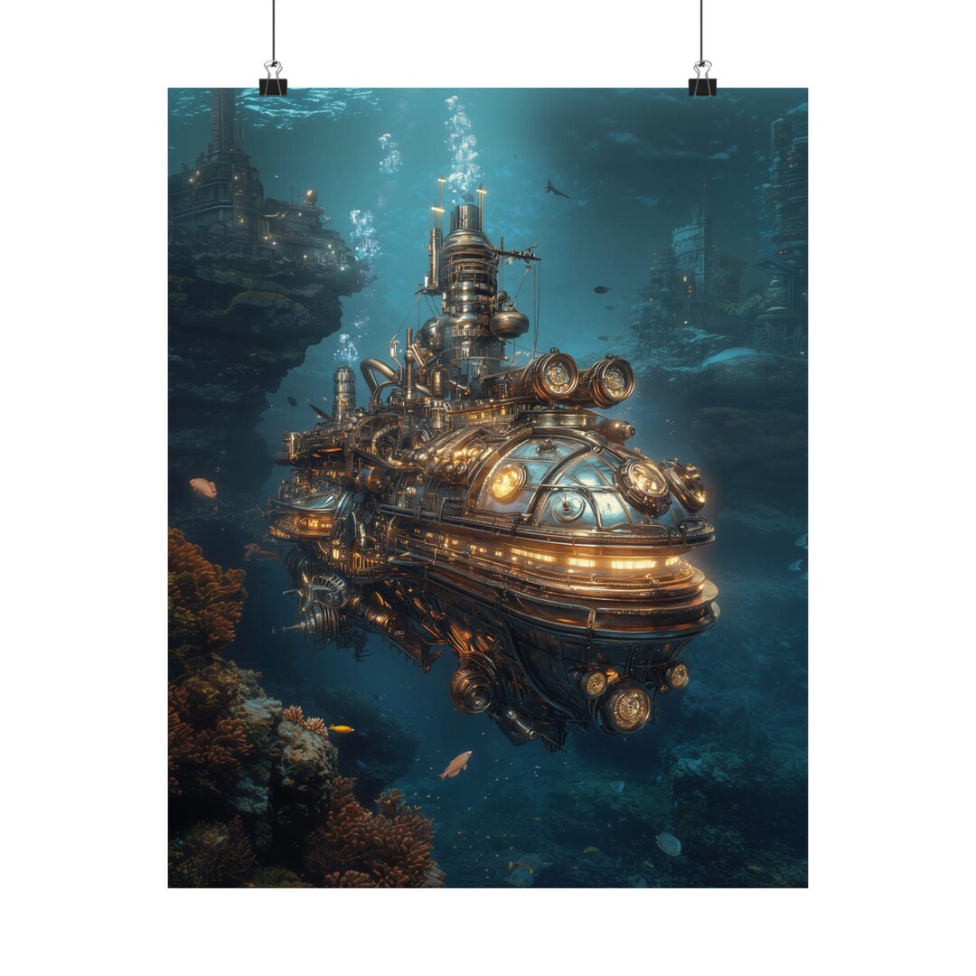 Steampunk Underwater Adventure Poster 16 X 20 Size, Matte Art Print for ...
