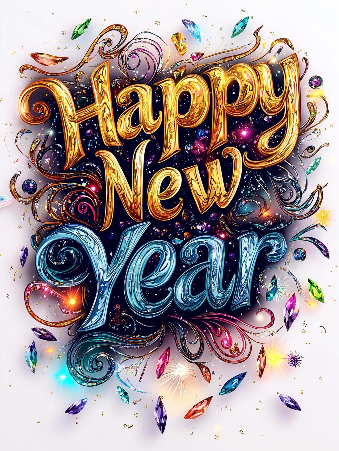 Happy New Year Elegant Themed Artwork: Digital Download, Printable Art ...