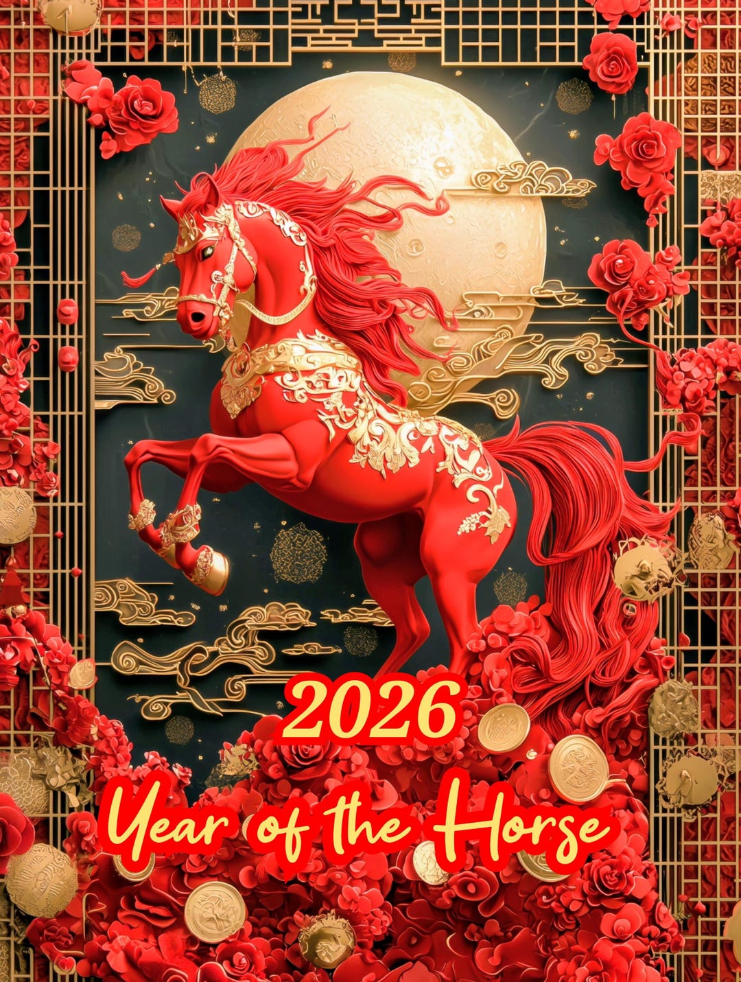 Chinese Lunar New Year 2026 Horse Themed Artwork: Digital Download ...