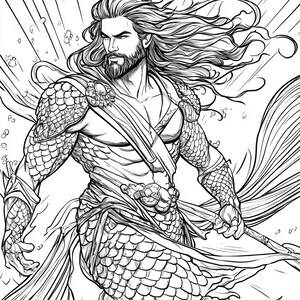 Coloring Pages, 5 Strong Warrior Merman Coloring Pages, Printable ...