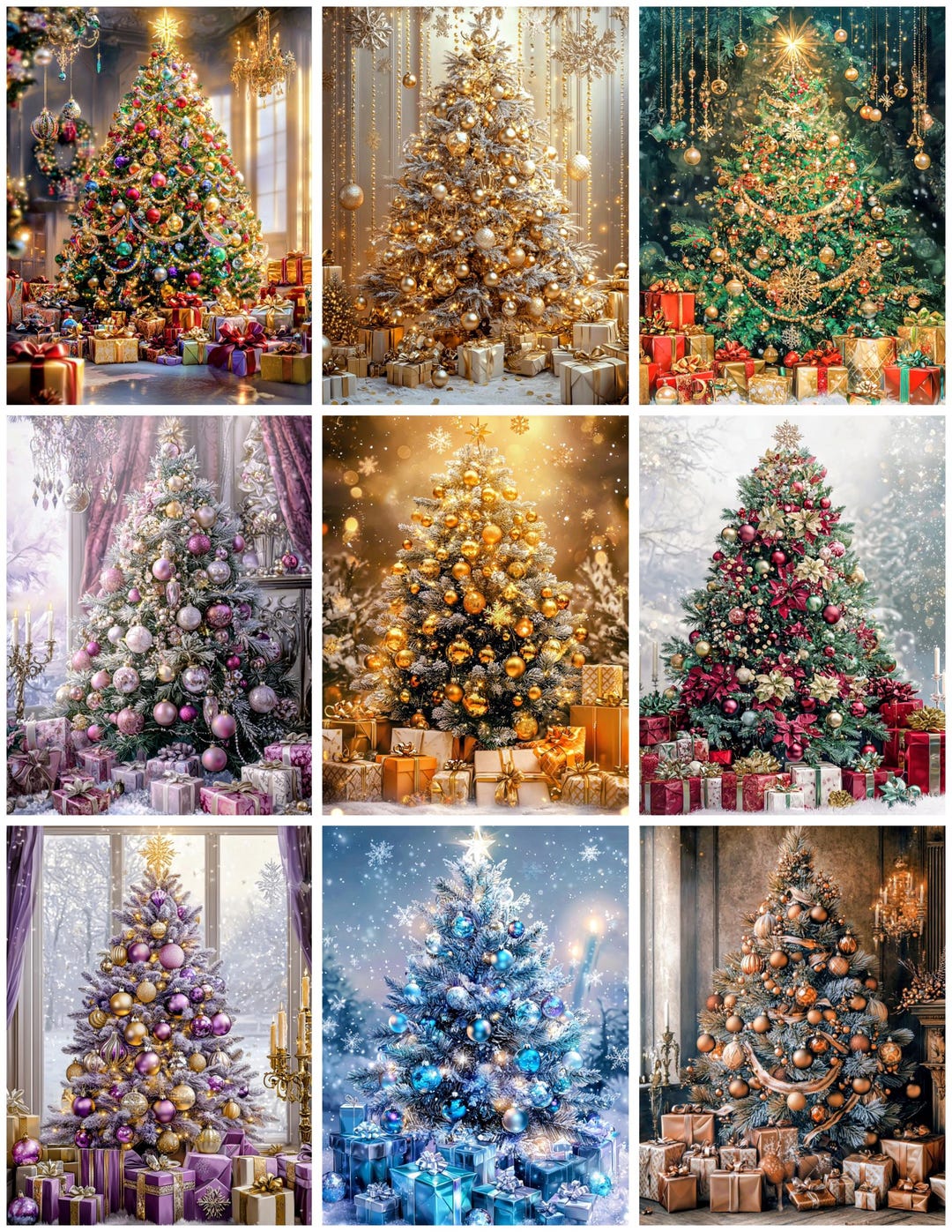Opulent Christmas Tree Collection Themed Artwork: Digital Download ...