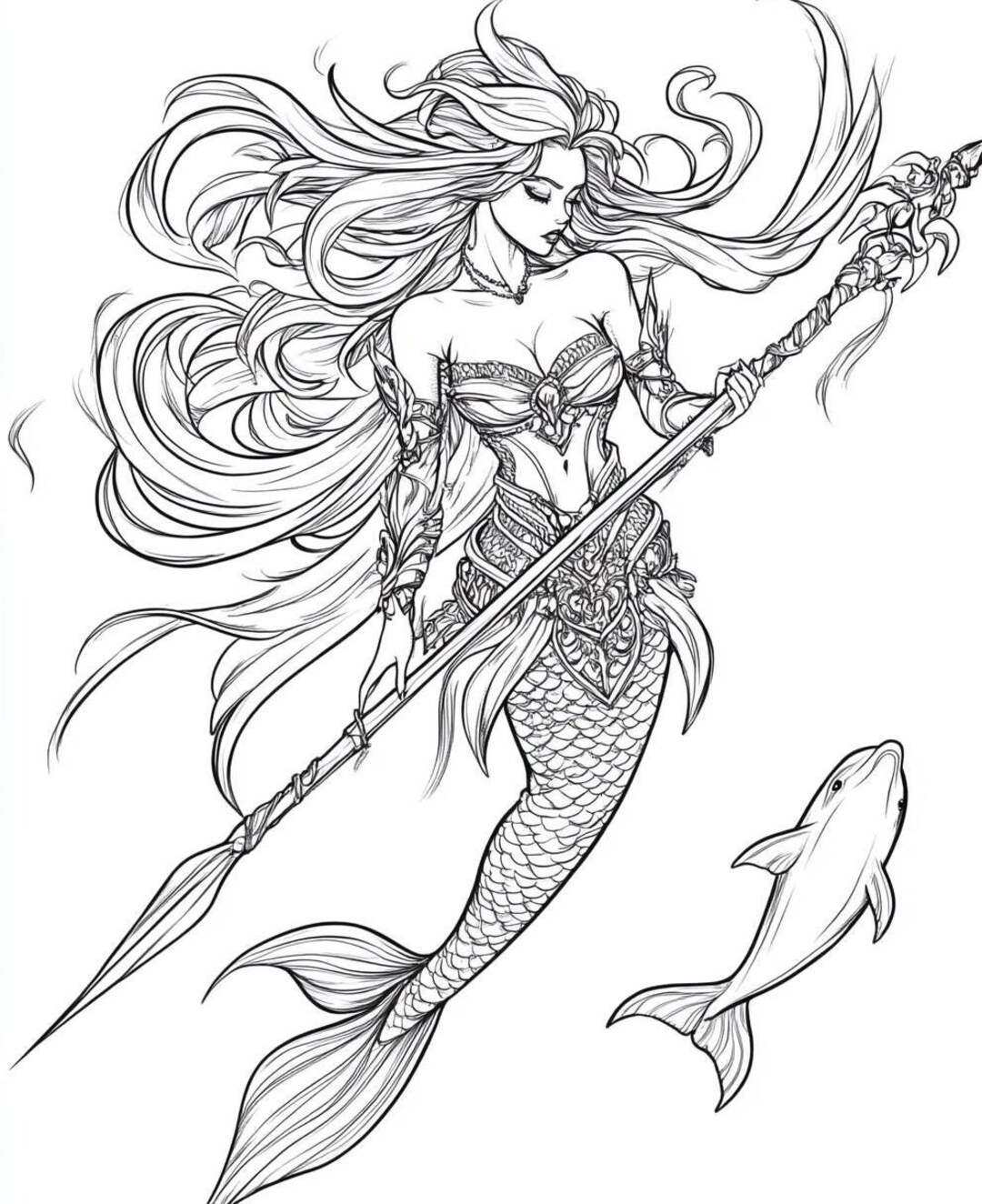 Coloring Pages, 5 Warrior Mermaid Coloring Pages, Printable Coloring ...