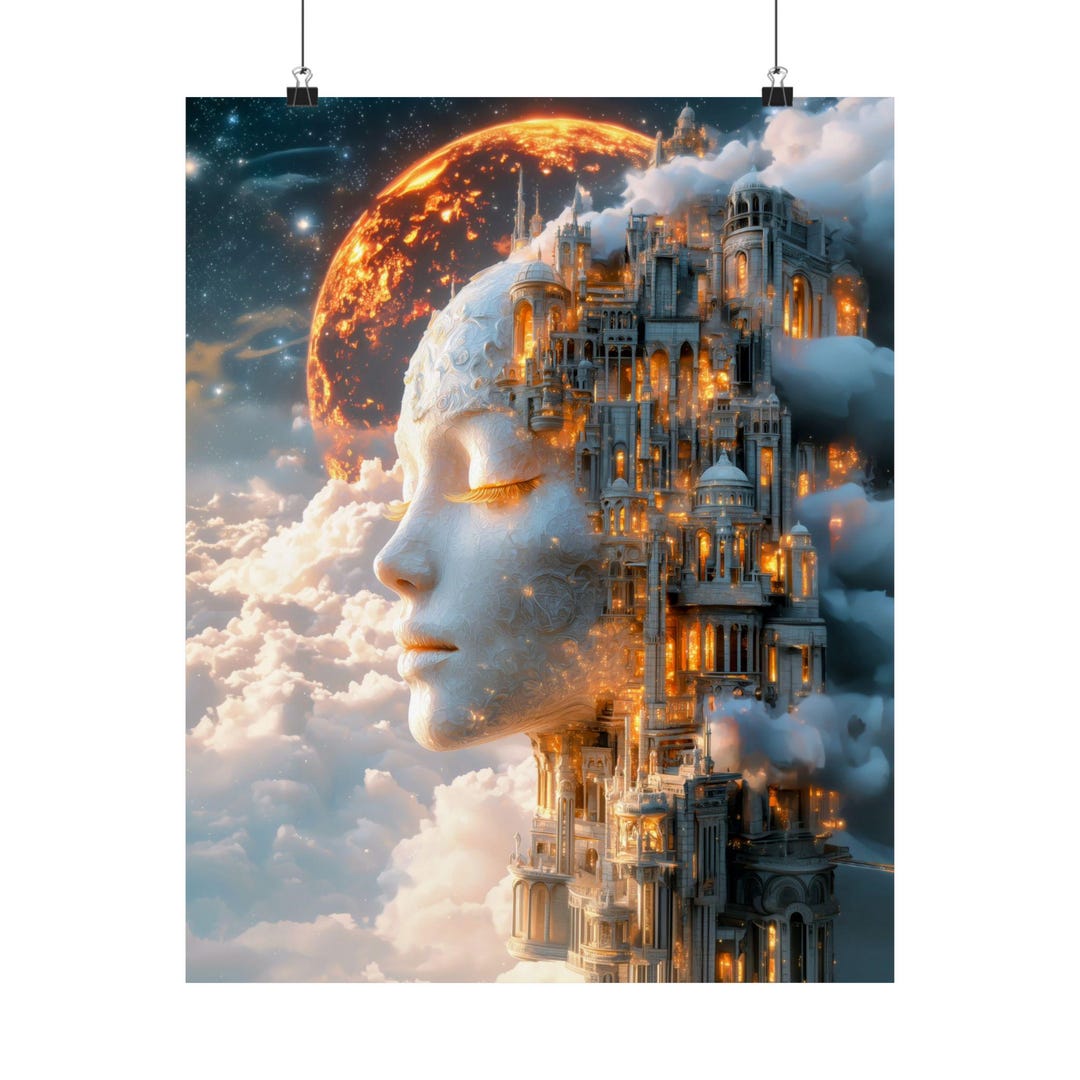 Surreal Moon Goddess Artwork, 16 X 20 Matte Vertical Poster, Fantasy ...
