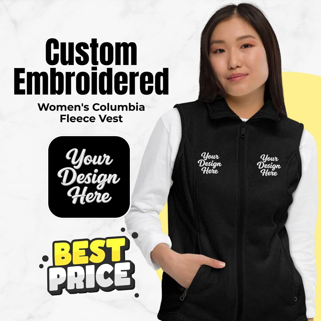 Custom Embroidered Columbia Fleece Vest: Women's Full Zip Jacket - Etsy
