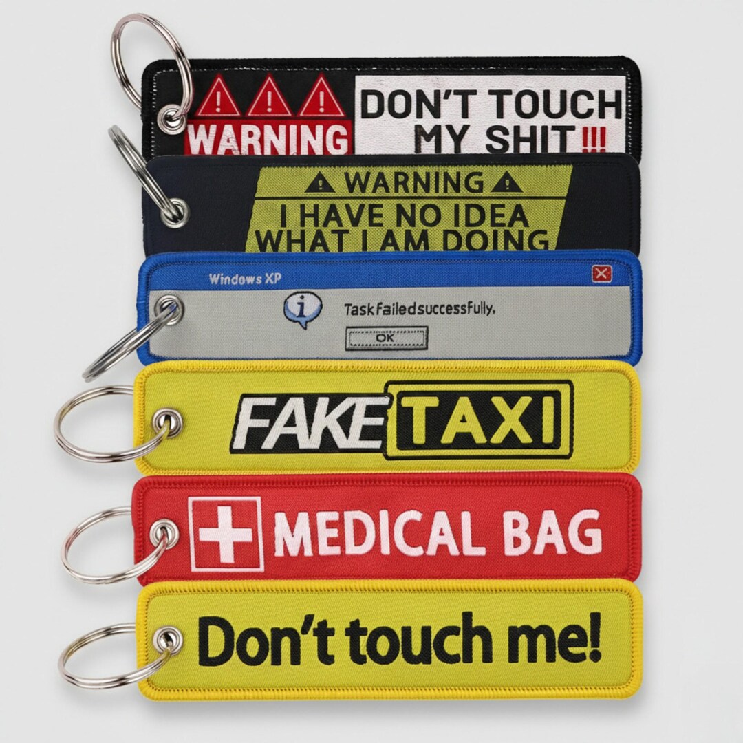 Funny Embroidered Quote Key Fob | Novelty Fabric Keychain, 6-piece Set ...