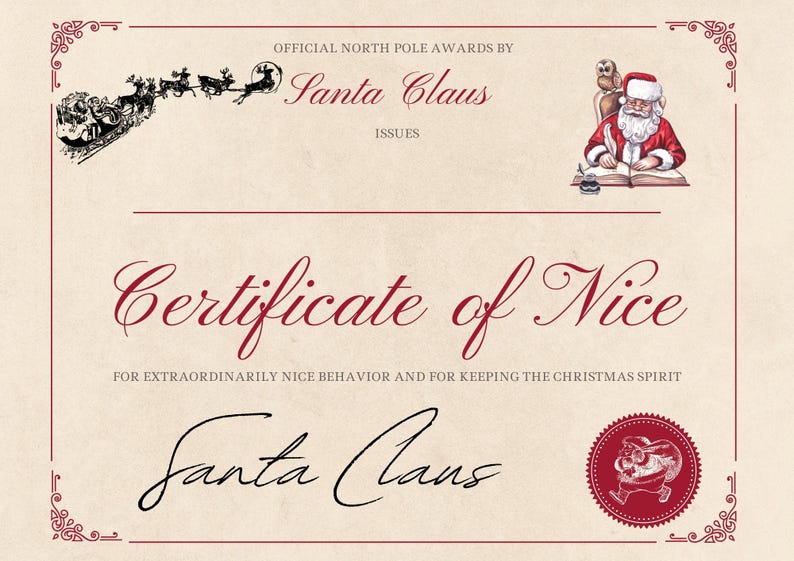 Santa Letter Bundle | Printable Nice List Certificates (instant ...
