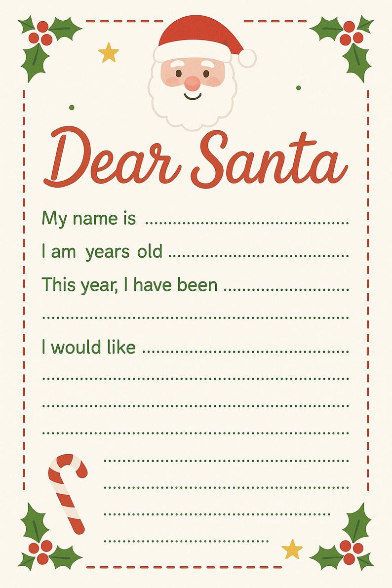 Printable Santa Letter Kit: Christmas Wish List, Nice List Certificate ...