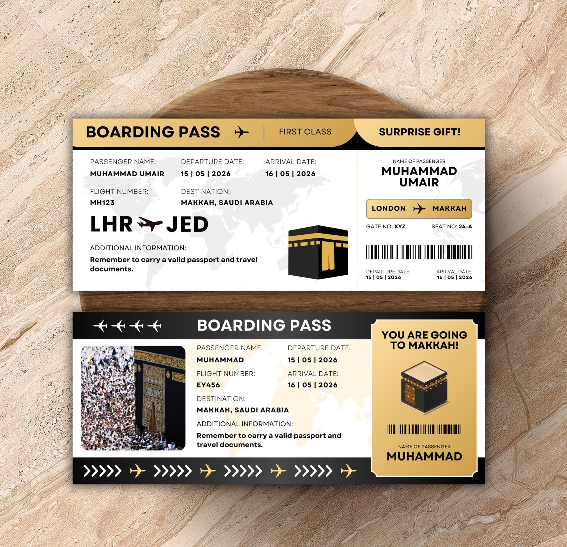 Makkah Travel Ticket Template | Editable Hajj & Umrah Voucher ...