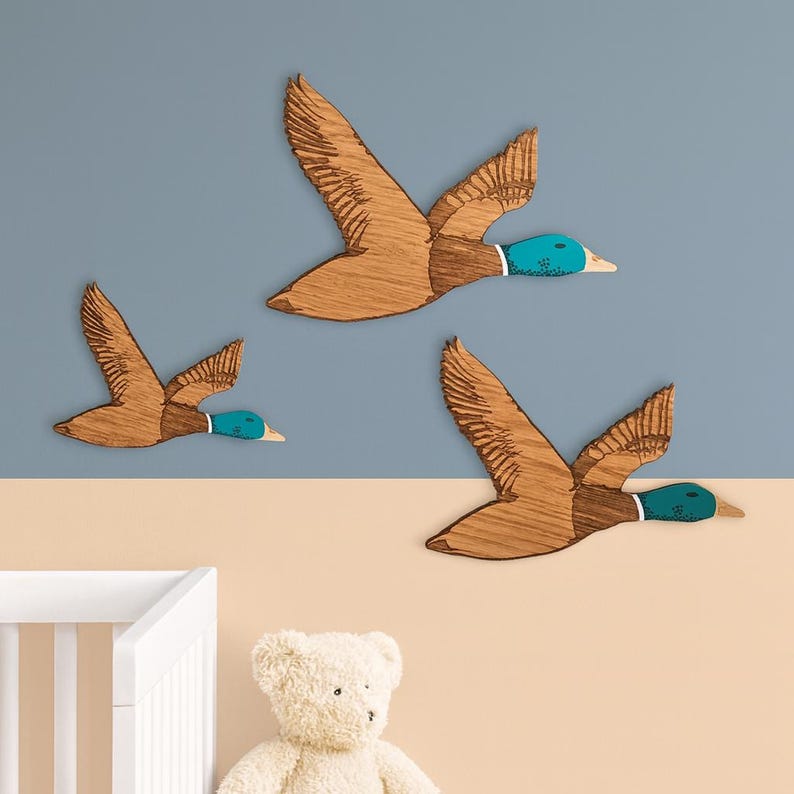 Set Wooden Swan Mallard Duck and Puffin Wall Décor – Handmade Bird ...