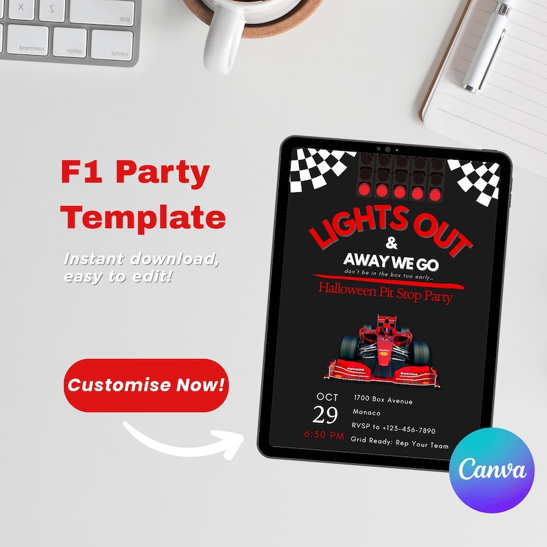 Editable Formula 1 Invitation | Formula 1 Party Template | Instant ...