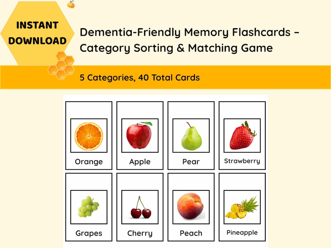 Dementia-friendly Memory Flashcards – Category Sorting & Matching Game ...