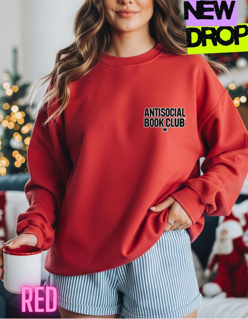 Antisocial Book Club Crewneck Sweatshirt, Valentines Sweatshirt, Unisex ...