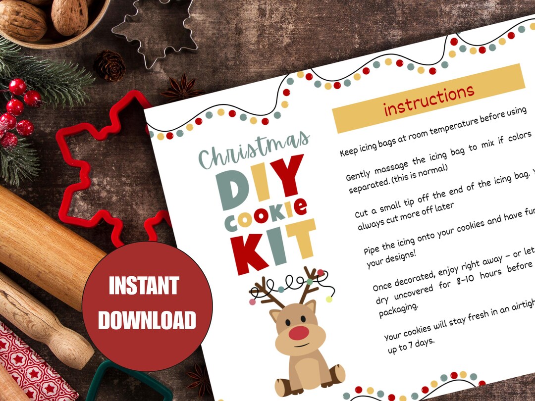 Printable Christmas Cookie Kit Instruction Card (digital Download) - Etsy