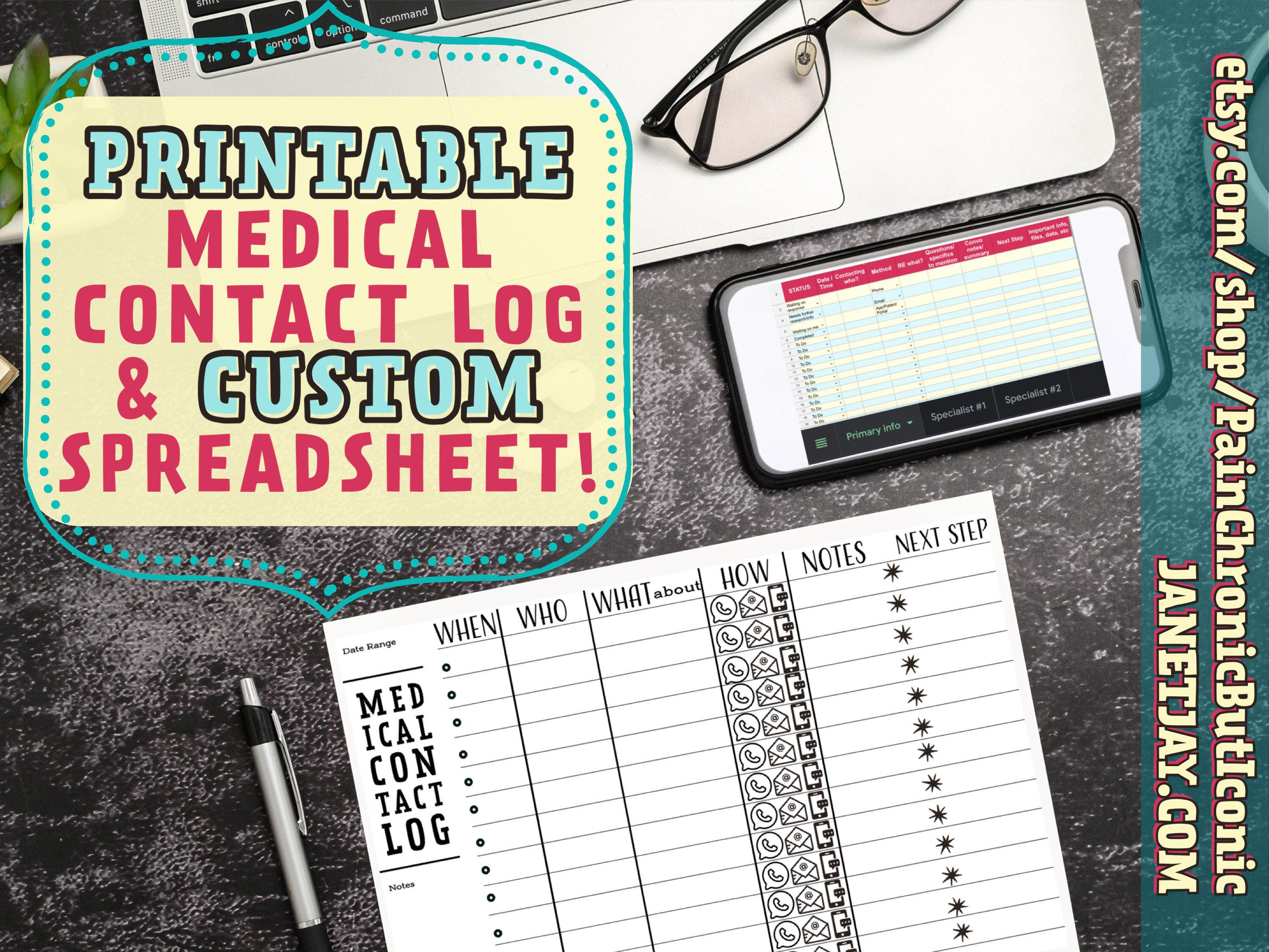 Printable Medical Contact Tracking Log & Customizable Spreadsheet for ...