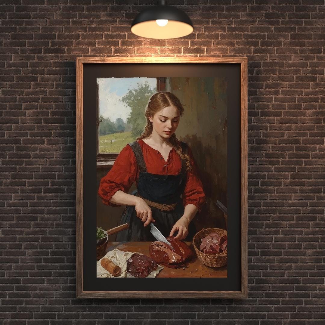The Butcher: 1700s Oil Painting Art Print - Etsy