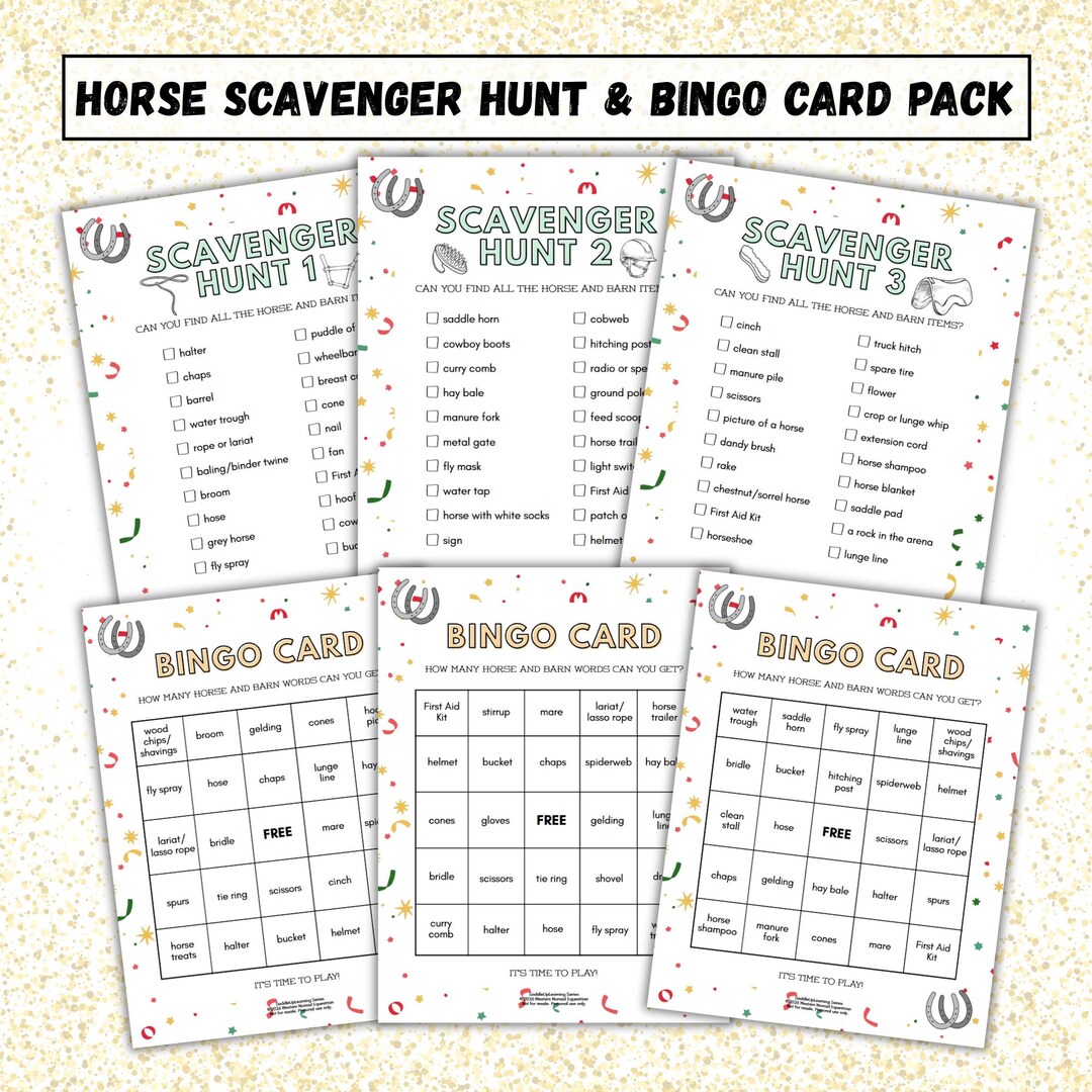 Kids Western Barn Scavenger Hunt & Bingo Game | Horse Camp Activity ...