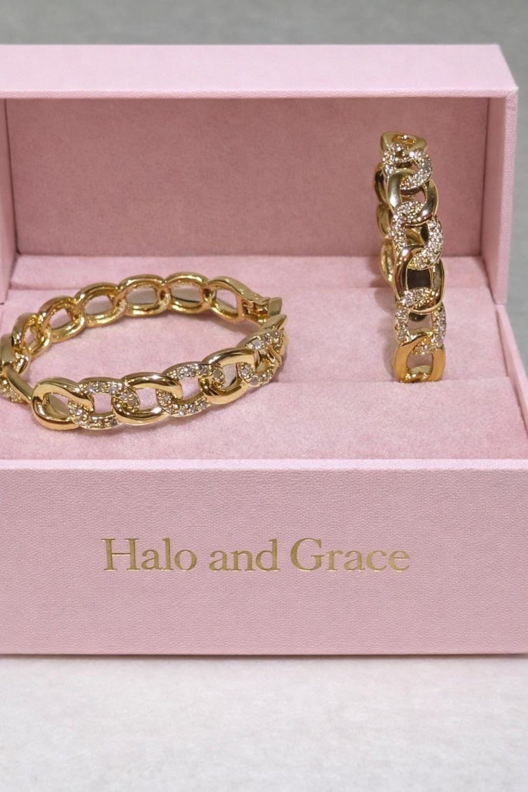 14K Gold Hoop Earrings Interlocking Link Design CZ Pave Luxury Hoops - Etsy