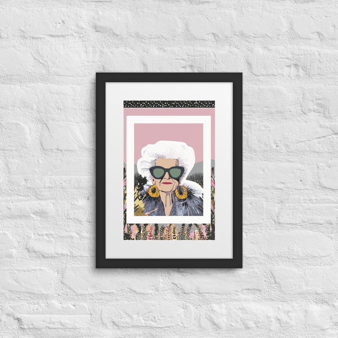 Graphic Borders Floral Icon Grandma | Framed Poster - Etsy