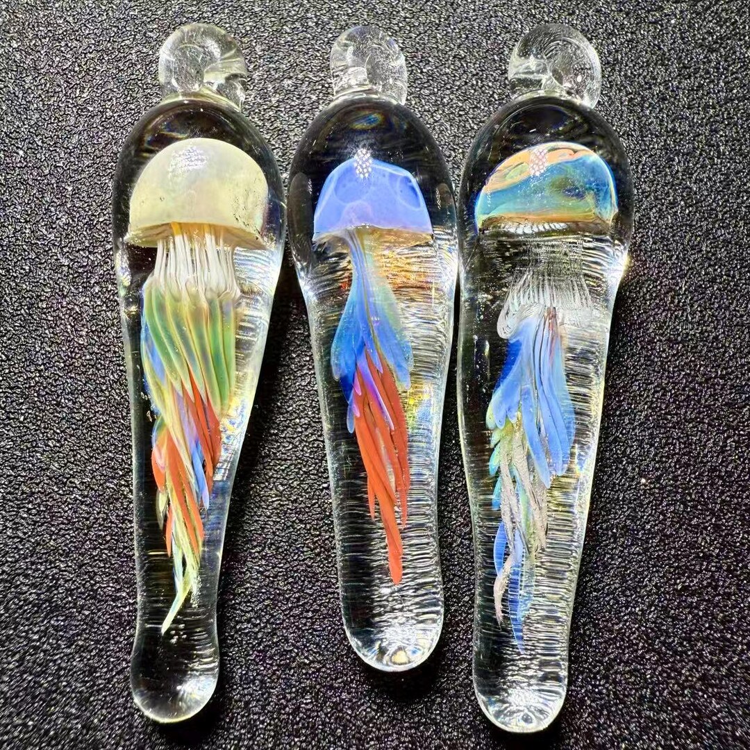 Jellyfish Lace Pendant Necklace, Glass Jellyfish Pendant,beach Wear ...