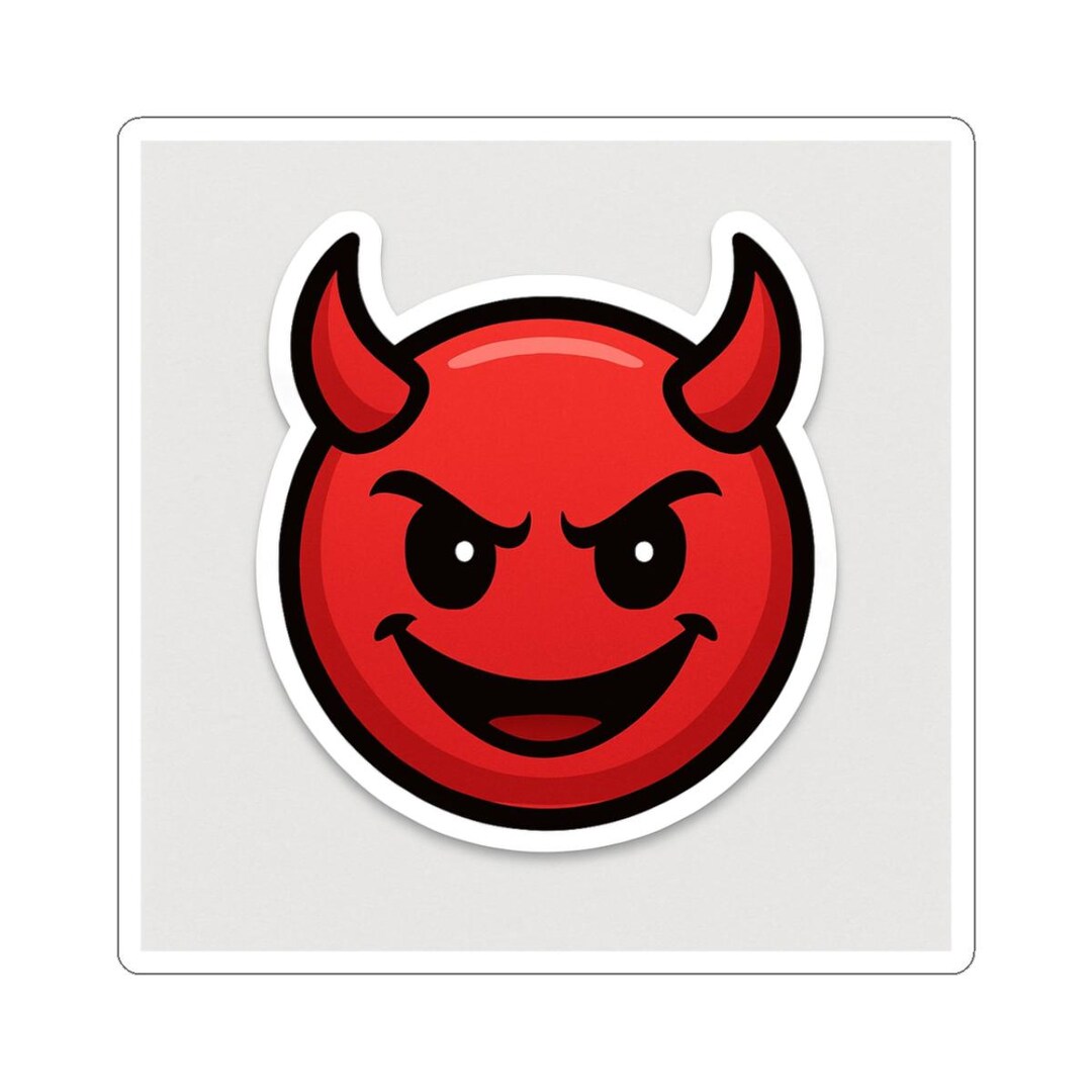 Cute Red Devil Emoji Sticker | Funny Laptop Sticker | Demon Character ...