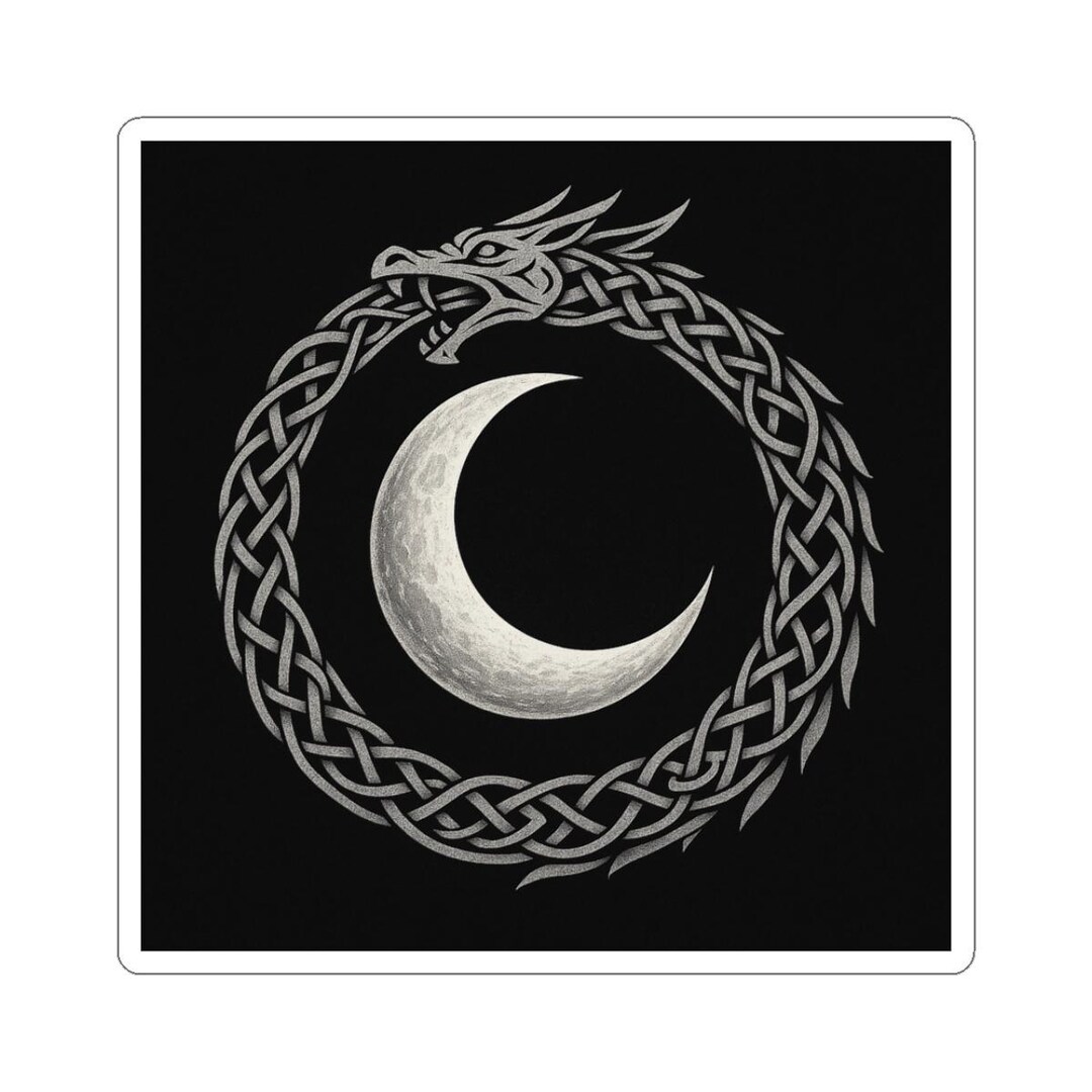 Ouroboros Dragon Moon Sticker, Celtic Knot, Boho Laptop Decal - Etsy