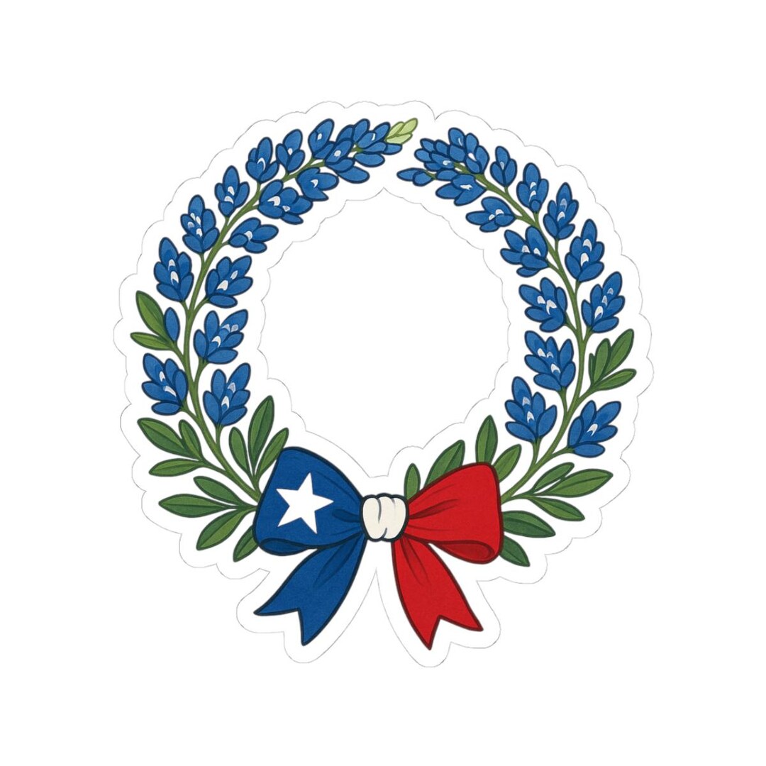 Bluebonnet Wreath Sticker | Kiss-cut Floral Laptop Decal - Etsy