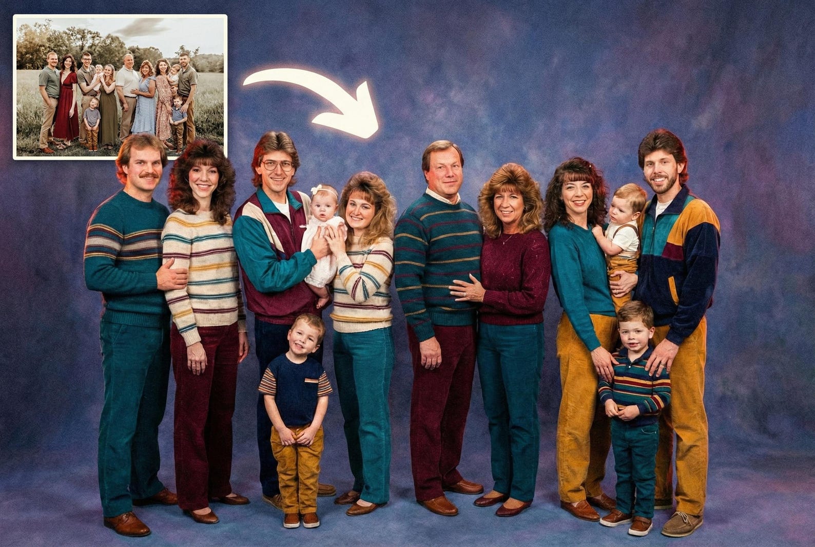 Custom 80s Family Portrait, Retro Studio Glamour Shots Style (digital ...