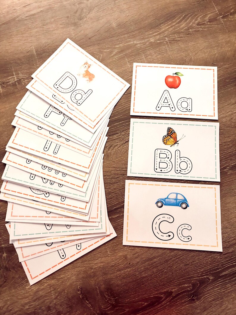 Alphabet Tracing Flash Cards Printable Digital Download - Etsy