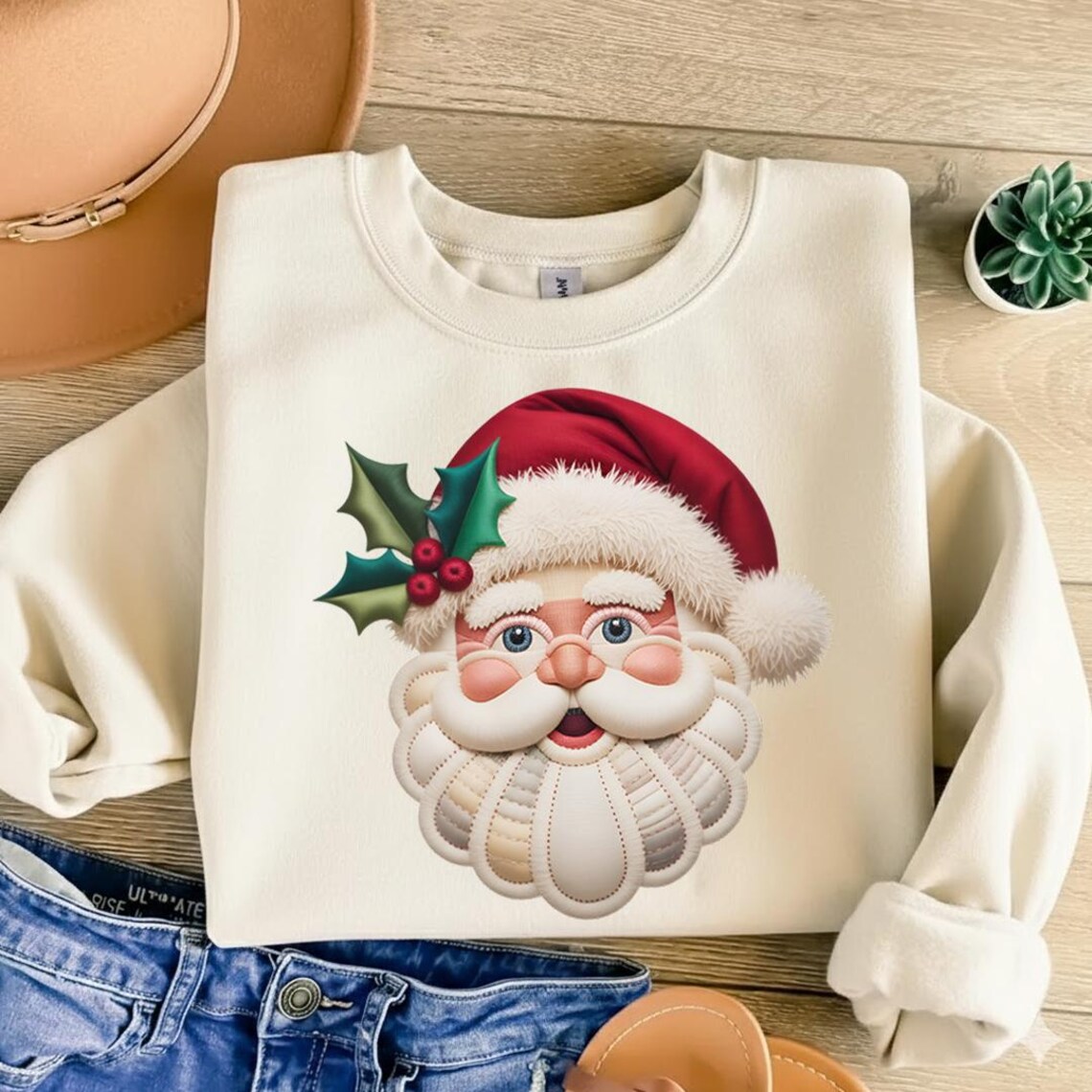 Quilted Santa Face PNG, Christmas Design (digital Download) - Etsy