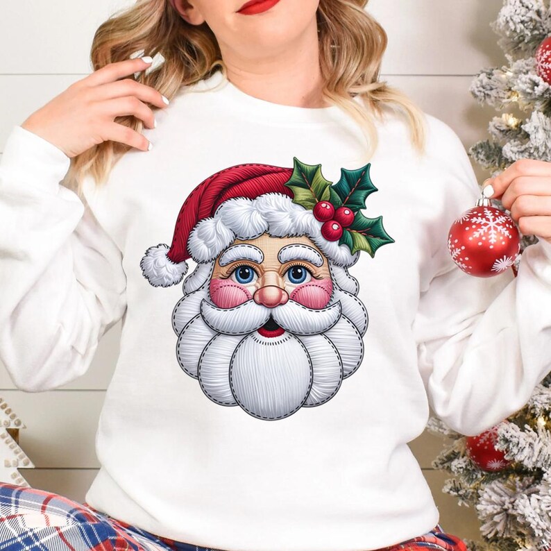 Quilted Santa Face PNG, Retro Christmas Design (digital Download) - Etsy