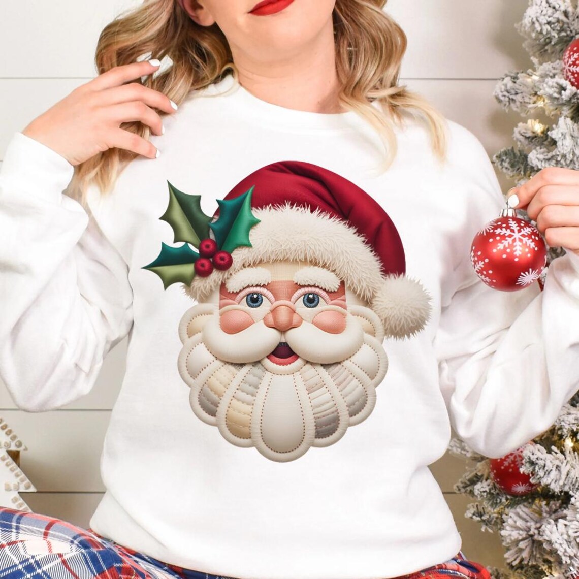 Quilted Santa Face PNG, Christmas Design (digital Download) - Etsy