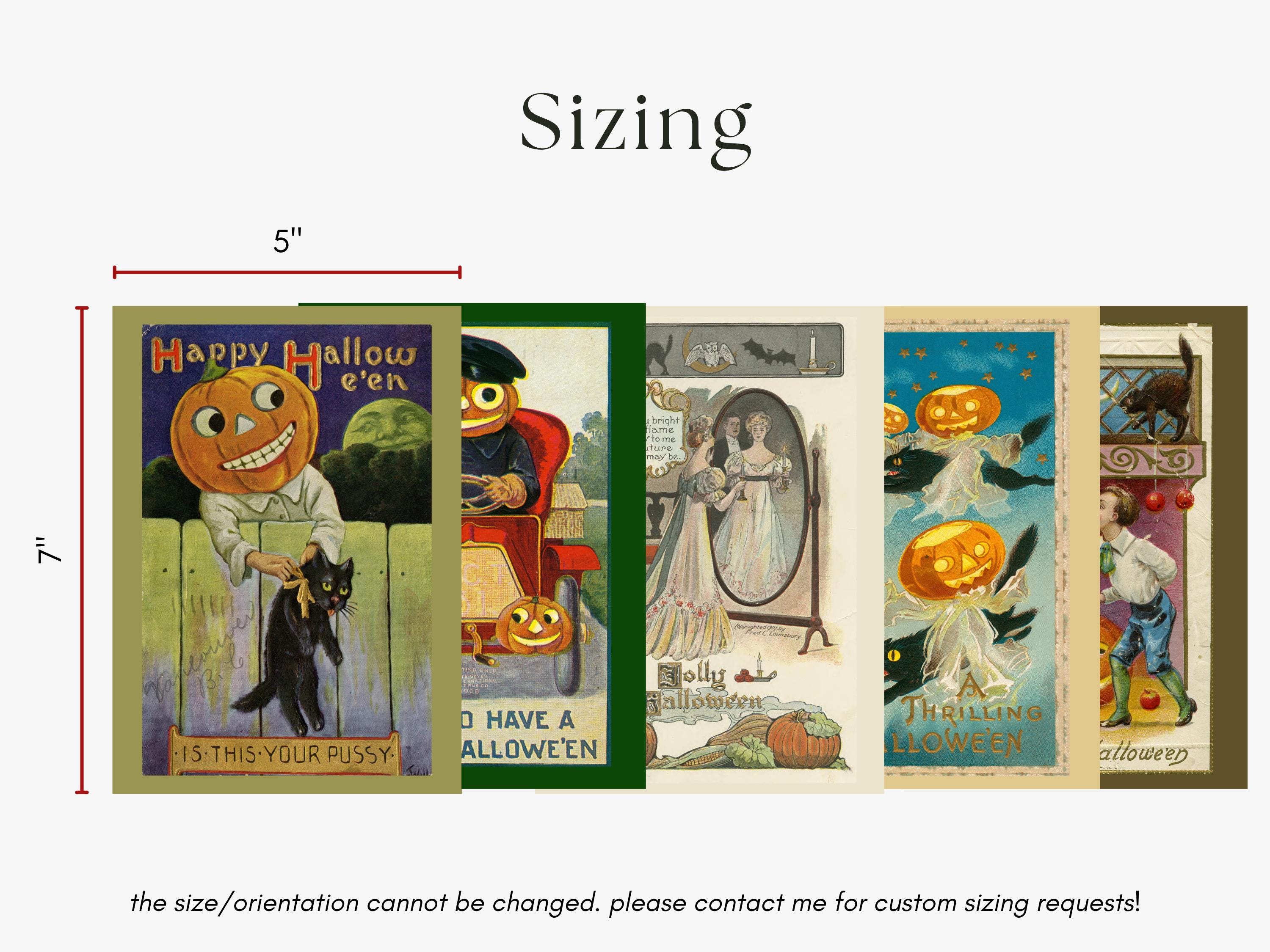 5 Printable Vintage Halloween Cards – Set of 5 Greeting Cards | Instant ...