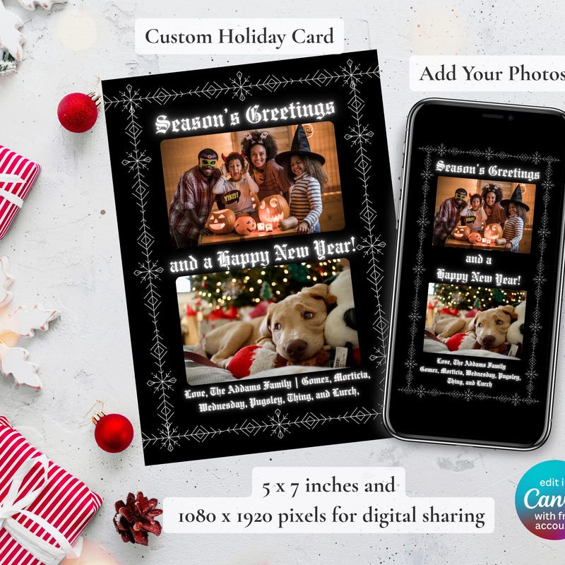 Gothic Holiday Cards Canva - Etsy