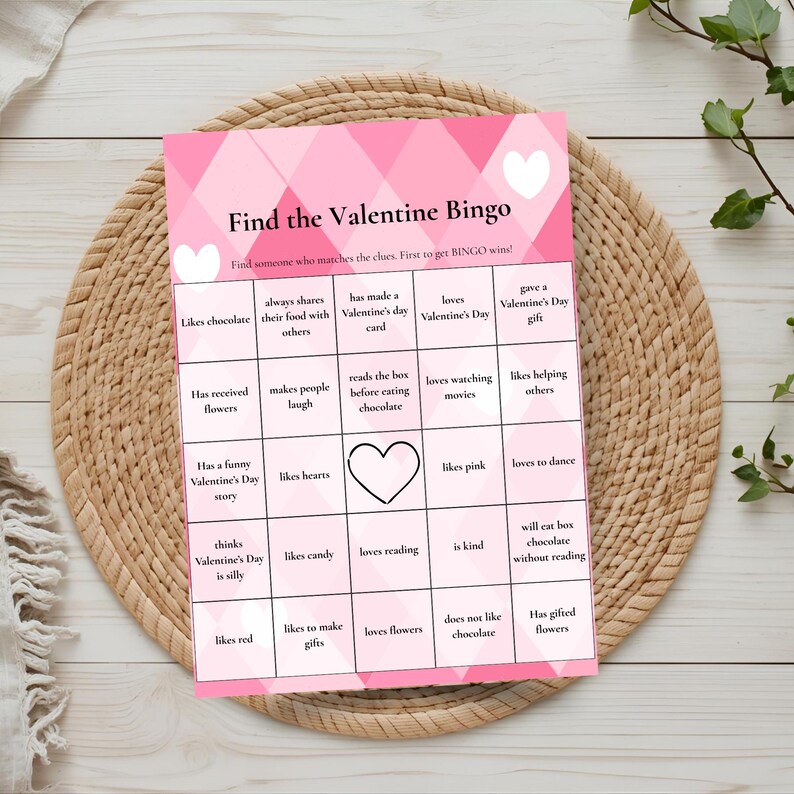 Valentine Party Bingo | Find the Guest Game | Icebreaker Activity ...