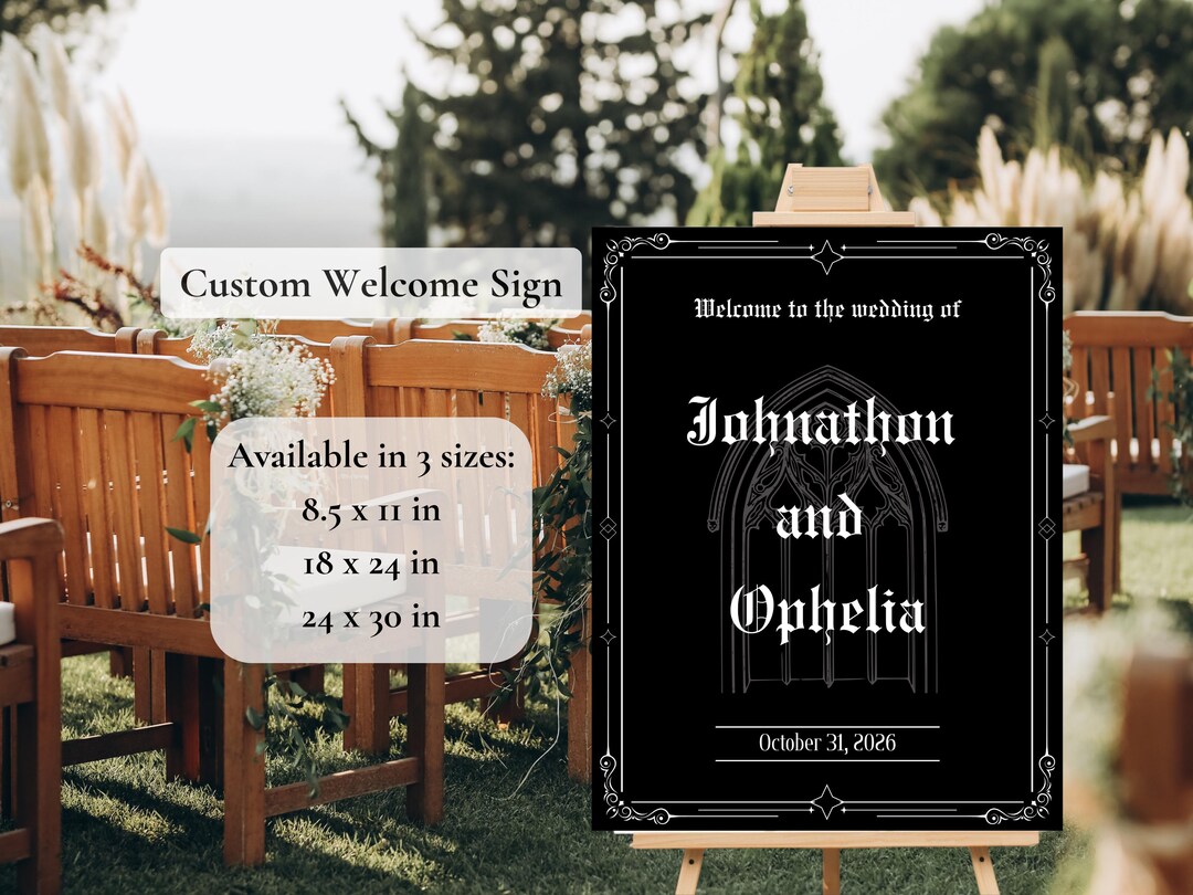 Whimsigoth Wedding Welcome Sign | Gothic Victorian Template (digital ...