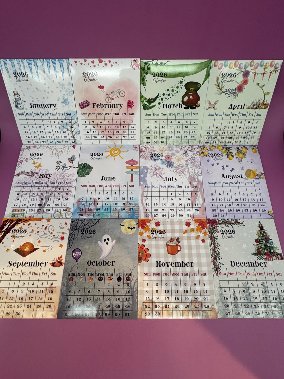 Fridge Magnet Calendar 2026 – Seasonal Art for Year-round Kitchen Decor ...