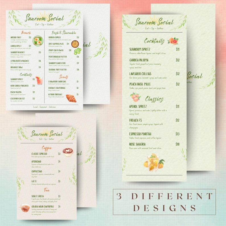 Restaurant Menu Design - Cafe Style Menu - Canva Template - Bar Menu ...
