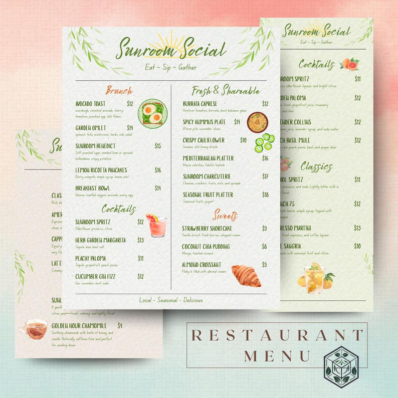 Restaurant Menu Design - Cafe Style Menu - Canva Template - Bar Menu ...