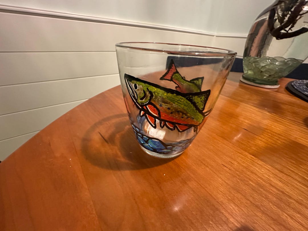 Hand Painted Brook Trout Glass - Etsy