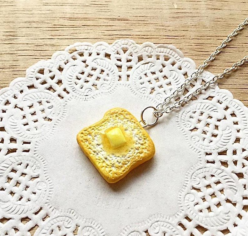 Handmade Buttered Toast Necklace Food Necklace Food Jewelry Realistic ...