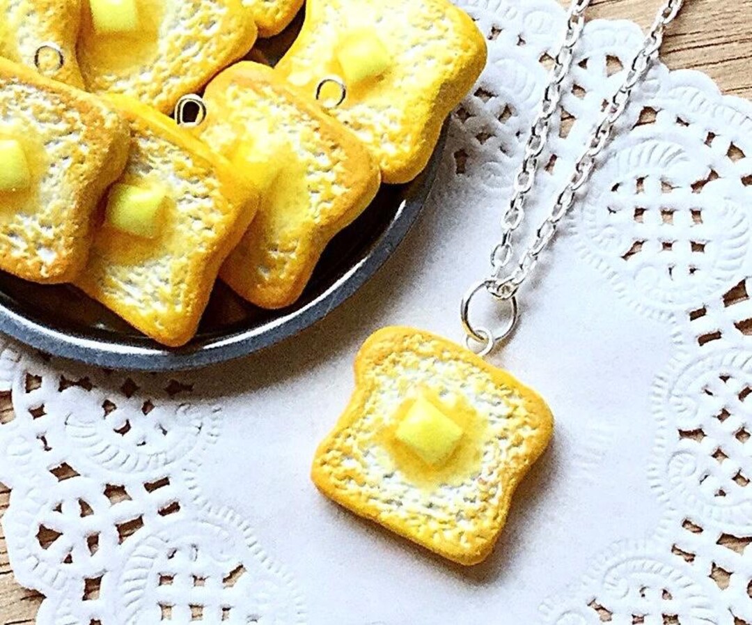 Handmade Buttered Toast Necklace Food Necklace Food Jewelry Realistic ...