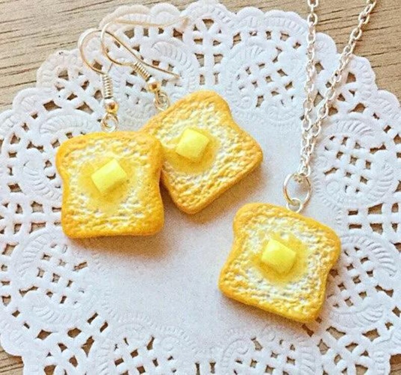 Handmade Buttered Toast Necklace Food Necklace Food Jewelry Realistic ...