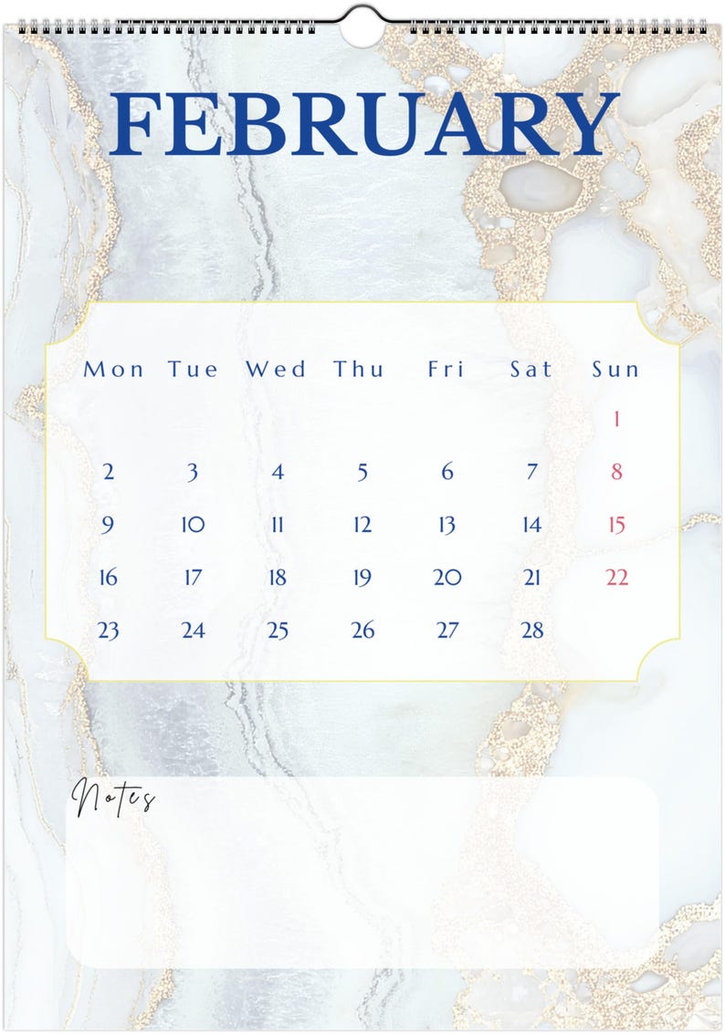 A3 Elegant Marble Design Calendar 2026 [english] - Etsy