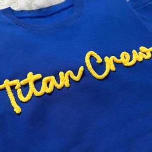 Custom Chenille Lettering Team Name Sweatshirt, Embossed Mascot ...