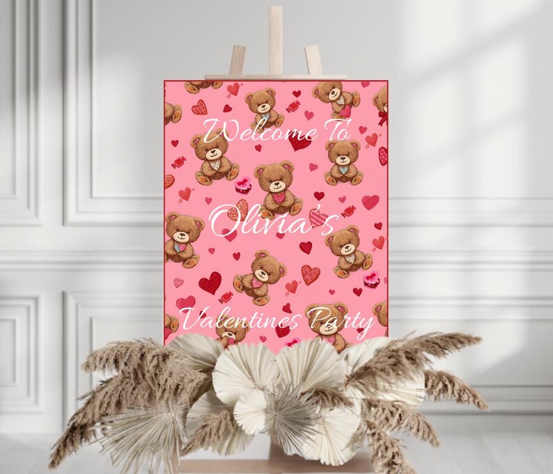 Valentines Party Welcome Sign Printable Poster Valentines Theme Party ...