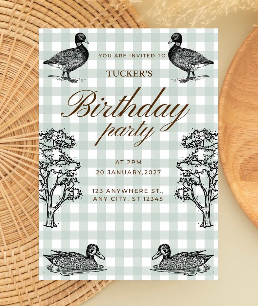 Duck Hunting Birthday Invitation Editable Forest Animal Party Invite ...