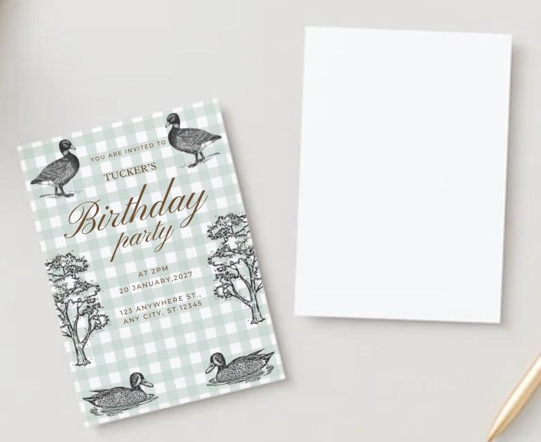 Duck Hunting Birthday Invitation Editable Forest Animal Party Invite ...