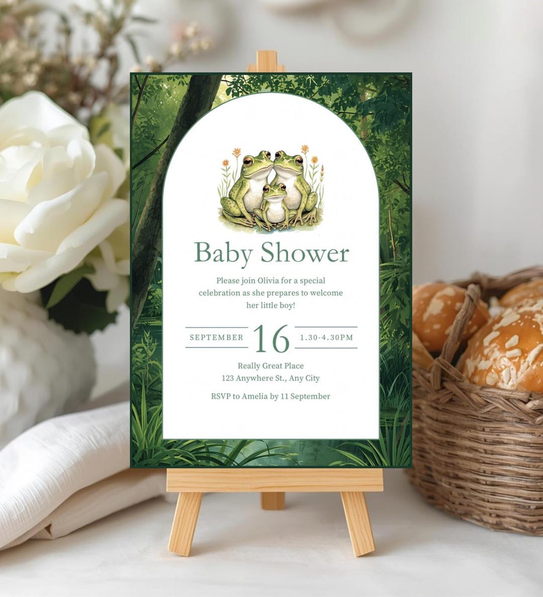 Frog Baby Shower Invitation Frog Theme Lions Editable Printable Instant ...