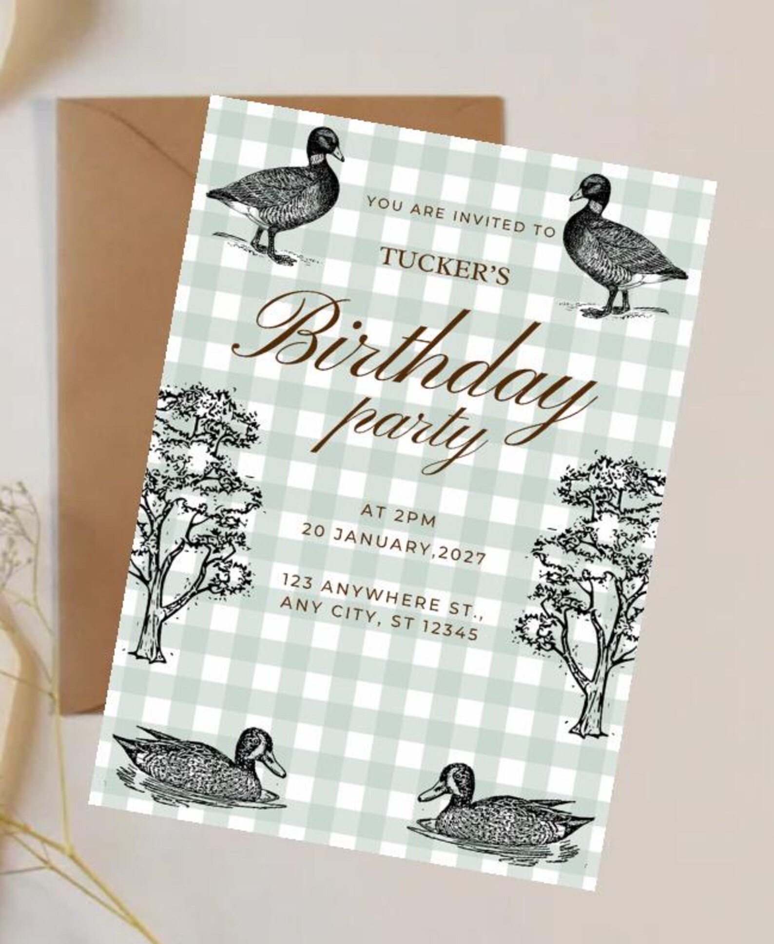 Duck Hunting Birthday Invitation Editable Forest Animal Party Invite ...